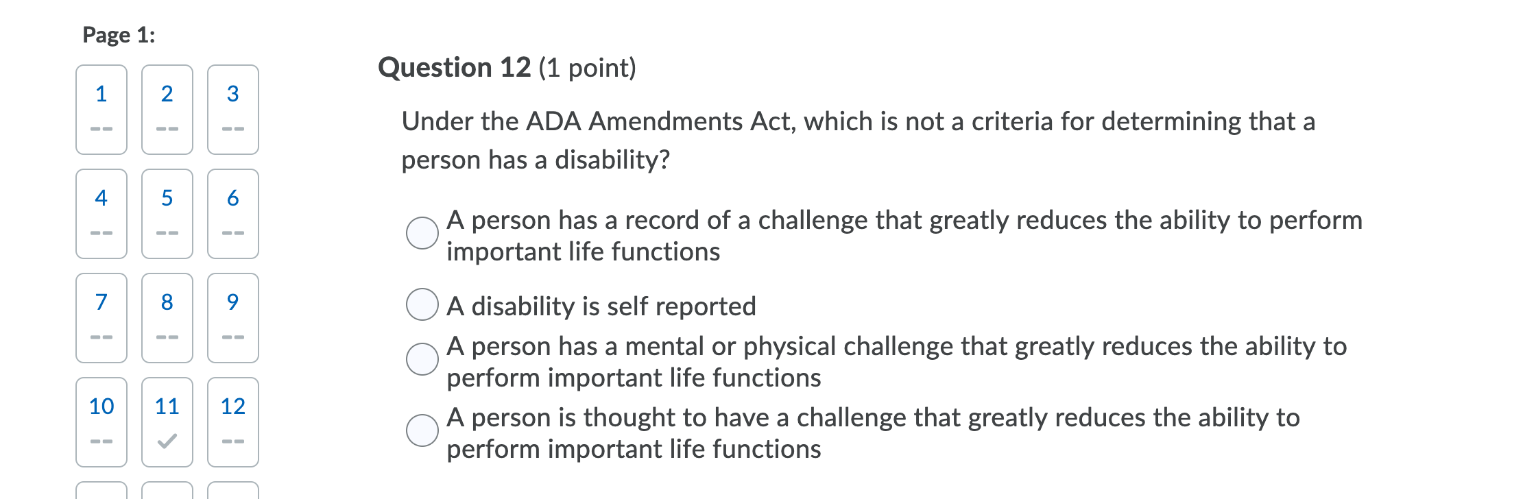 Solved Page 1: Question 12 (1 point) 1 2 3 Under the ADA | Chegg.com