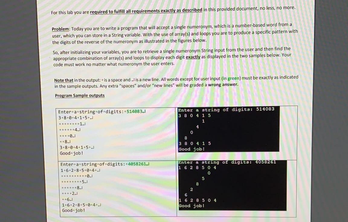 Solved For this lab you are required to fulfill all | Chegg.com