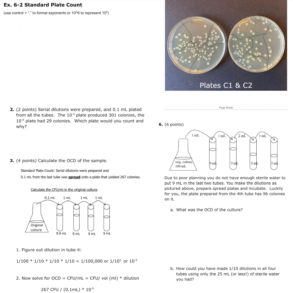 Solved Ex. 6-2 Standard Plate Count (use control + "." to | Chegg.com