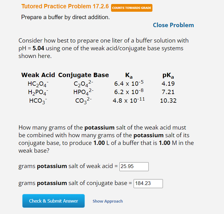 Solved Tutored Practice Problem 17.2.6Prepare a buffer by | Chegg.com
