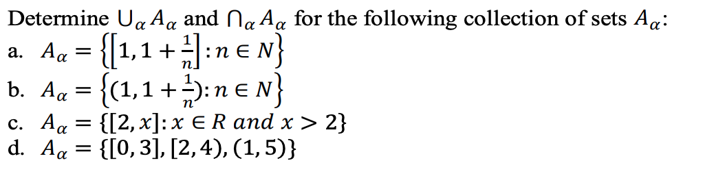 Solved Determine U_(\\\\alpha )A_(\\\\alpha ) and \\\\cap | Chegg.com