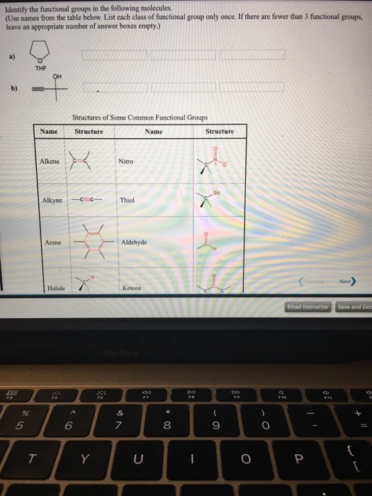 Solved Identify the functional groups in the following | Chegg.com