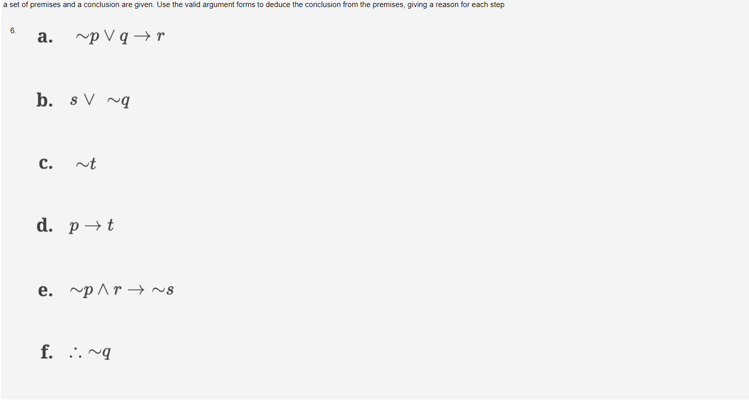 Solved a set of premises and a conclusion are given. Use the | Chegg.com
