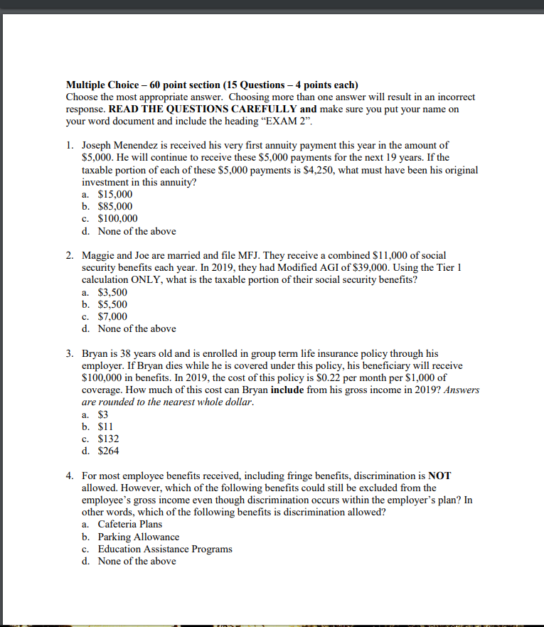 Solved Multiple Choice - 60 point section (15 Questions - 4 | Chegg.com