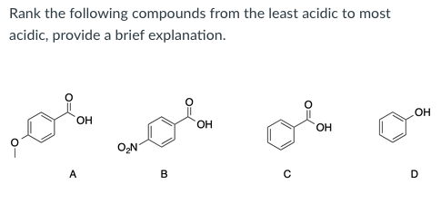 Solved Rank the following compounds from the least acidic to | Chegg.com