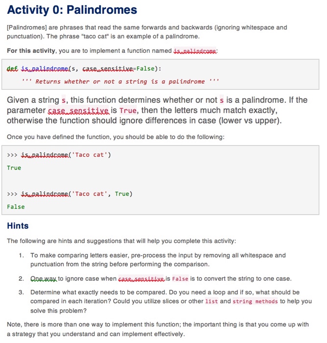 Solved Activity 0: Palindromes [Palindromes] are phrases | Chegg.com