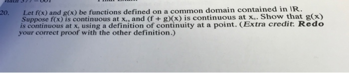 Solved 20. Let fox) and gox) be functions defined on a | Chegg.com