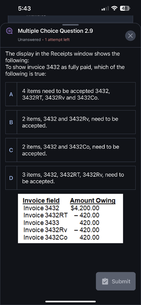 Solved Multiple Choice Question 2.9 Unanswered 1 attempt | Chegg.com