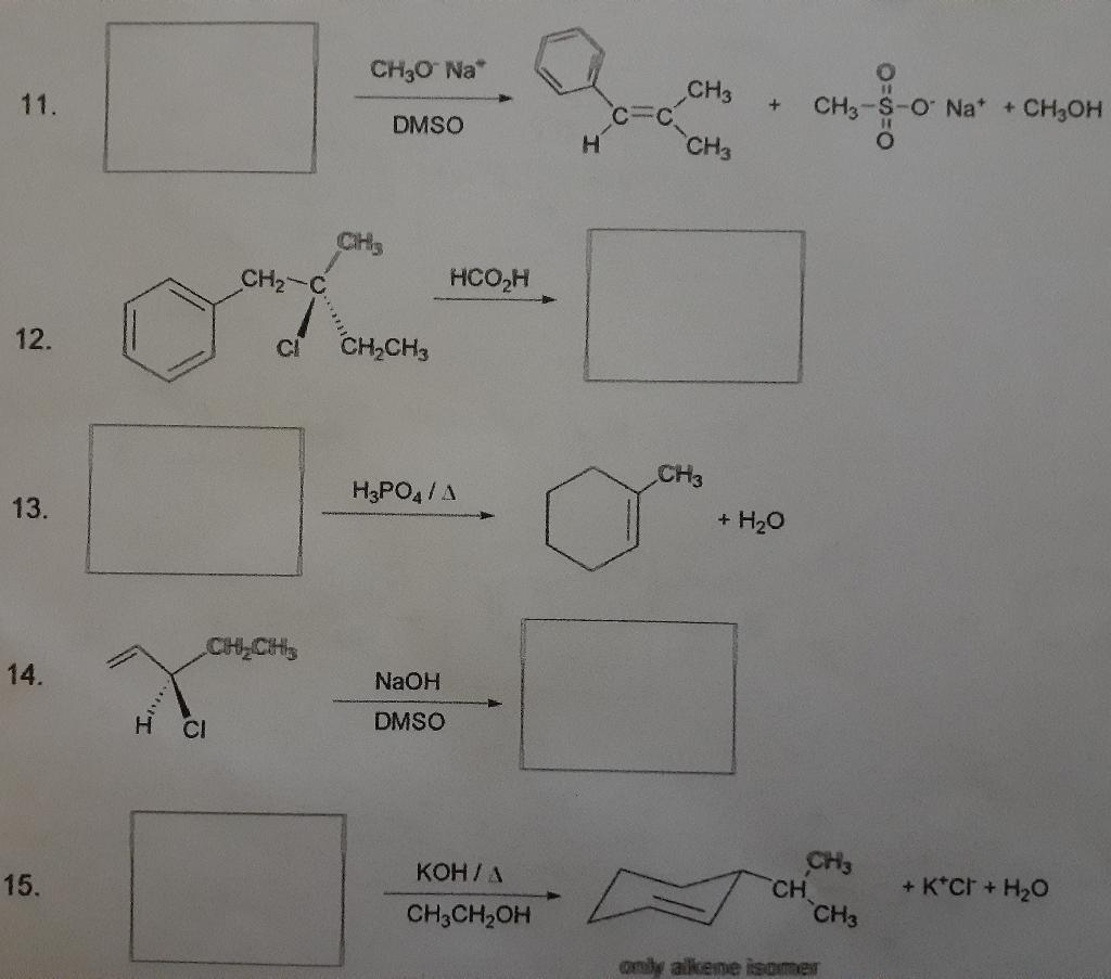 Solved practice problems with SN1, SN2, E1, and E2 | Chegg.com