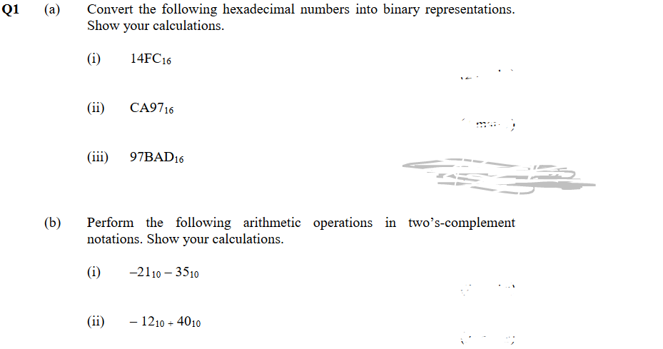Solved Q1 (a) Convert the following hexadecimal numbers into | Chegg.com