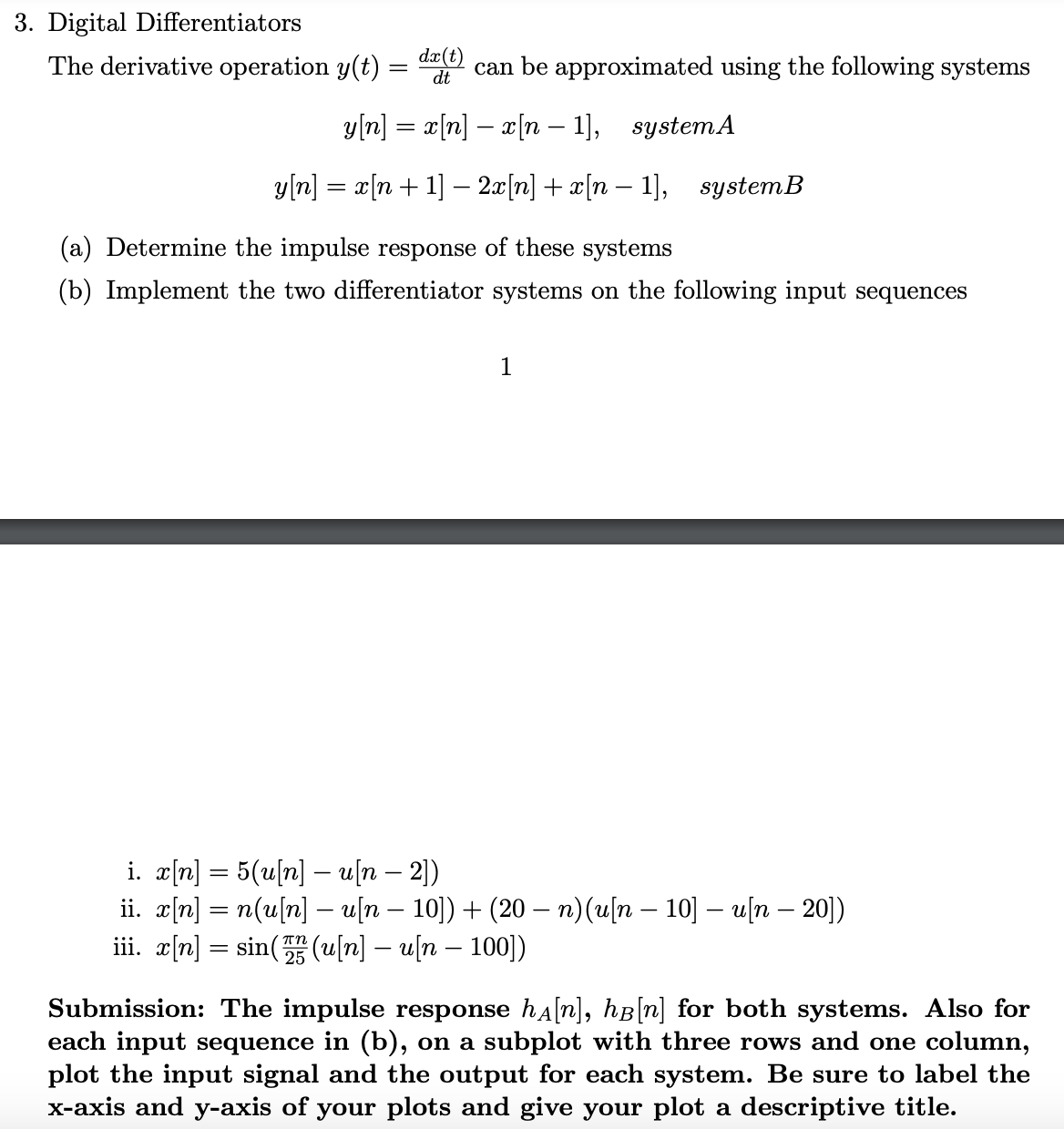 Solved Digital Differentiators The derivative operation | Chegg.com