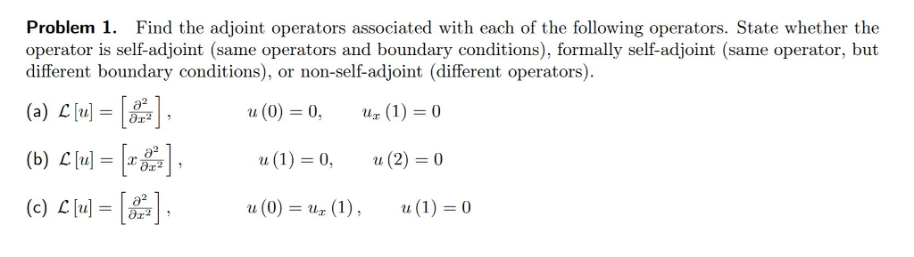 Solved Problem 1. Find the adjoint operators associated with | Chegg.com