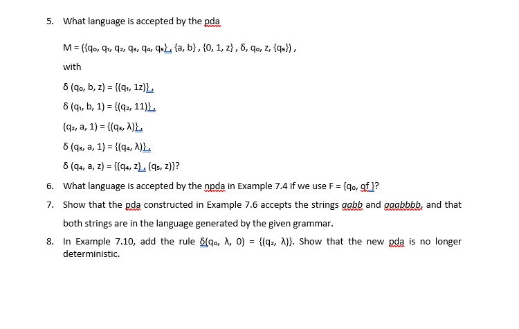 Solved 5. What language is accepted by the pda | Chegg.com