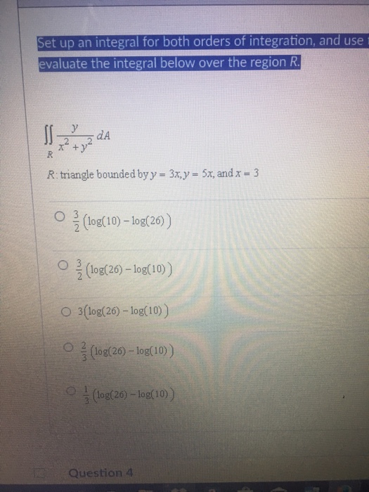 Solved Set up an integral for both orders of integration, | Chegg.com