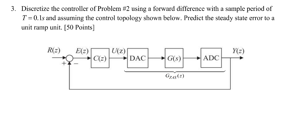 Solved 3. Discretize the controller of Problem #2 using a | Chegg.com