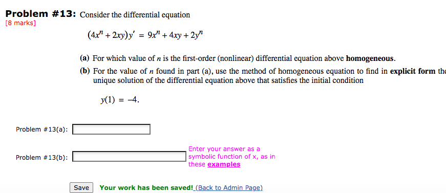 Solved Problem #13: Consider the differential equation [8 | Chegg.com