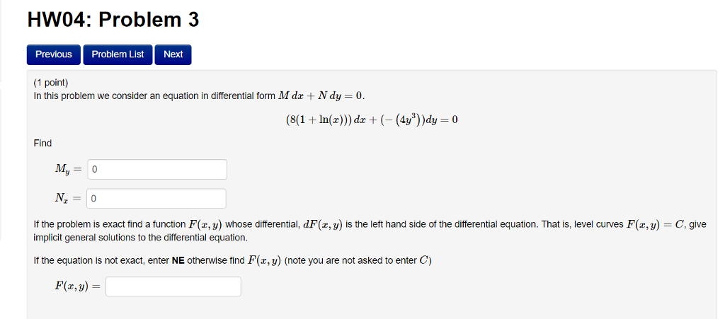 Solved HW04: Problem 3 Previous Problem List Next 1 point In | Chegg.com
