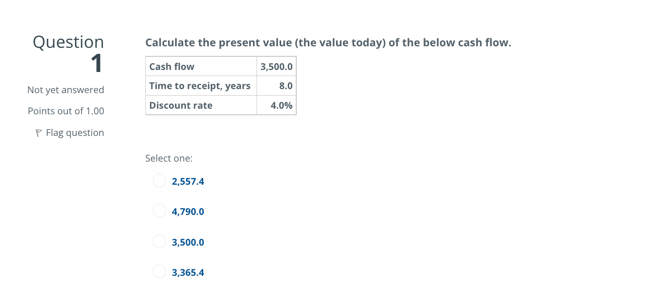 Solved Calculate the present value (the value today) of the | Chegg.com