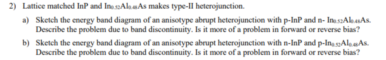 Solved Lattice matched InP and In0.52Al0.48As ﻿makes type-II | Chegg.com