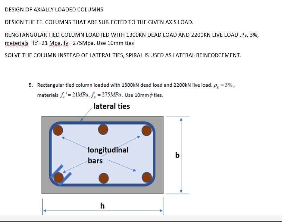 Solved DESIGN OF AXIALLY LOADED COLUMNS DESIGN THE FF. | Chegg.com