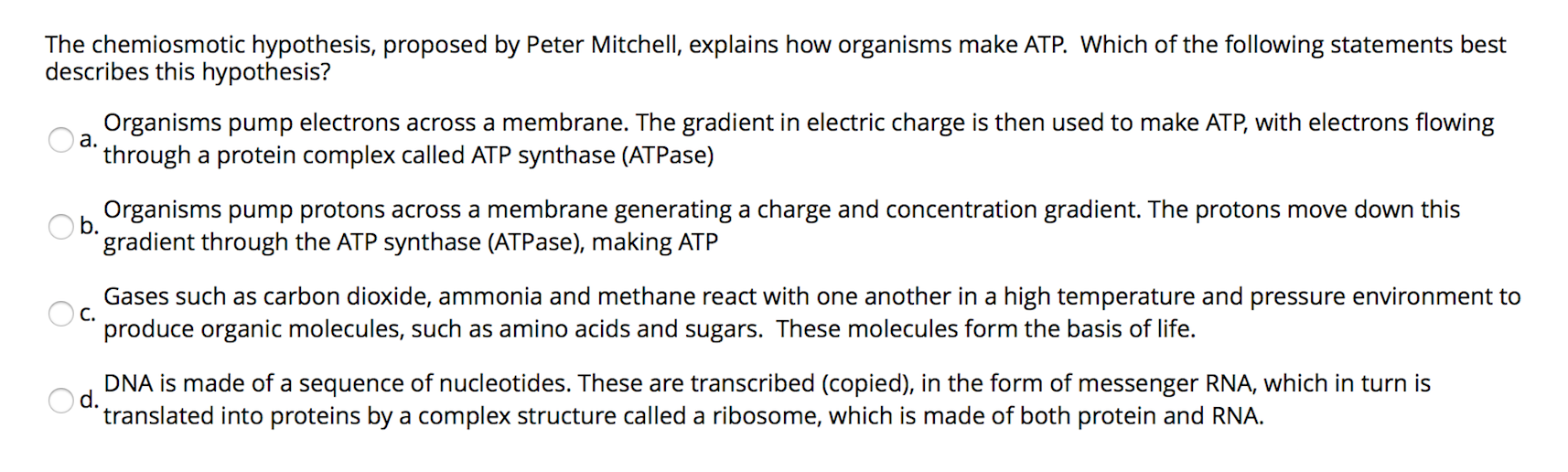 Solved The chemiosmotic hypothesis, proposed by Peter | Chegg.com
