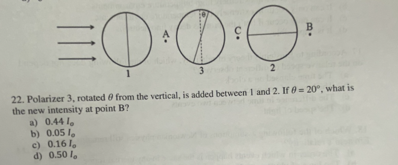 Solved 22. Polarizer 3 , rotated θ from the vertical, is | Chegg.com