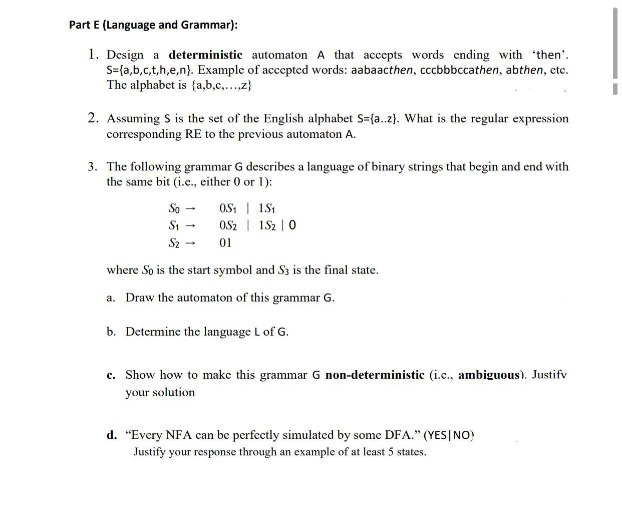 Solved 1. Design a deterministic automaton A that accepts | Chegg.com