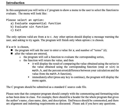 Solved In this assignment you will write a C program to show | Chegg.com