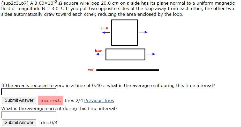 Solved (sup2c31p7) A 3.00×10−2Ω square wire loop 20.0 cm on | Chegg.com