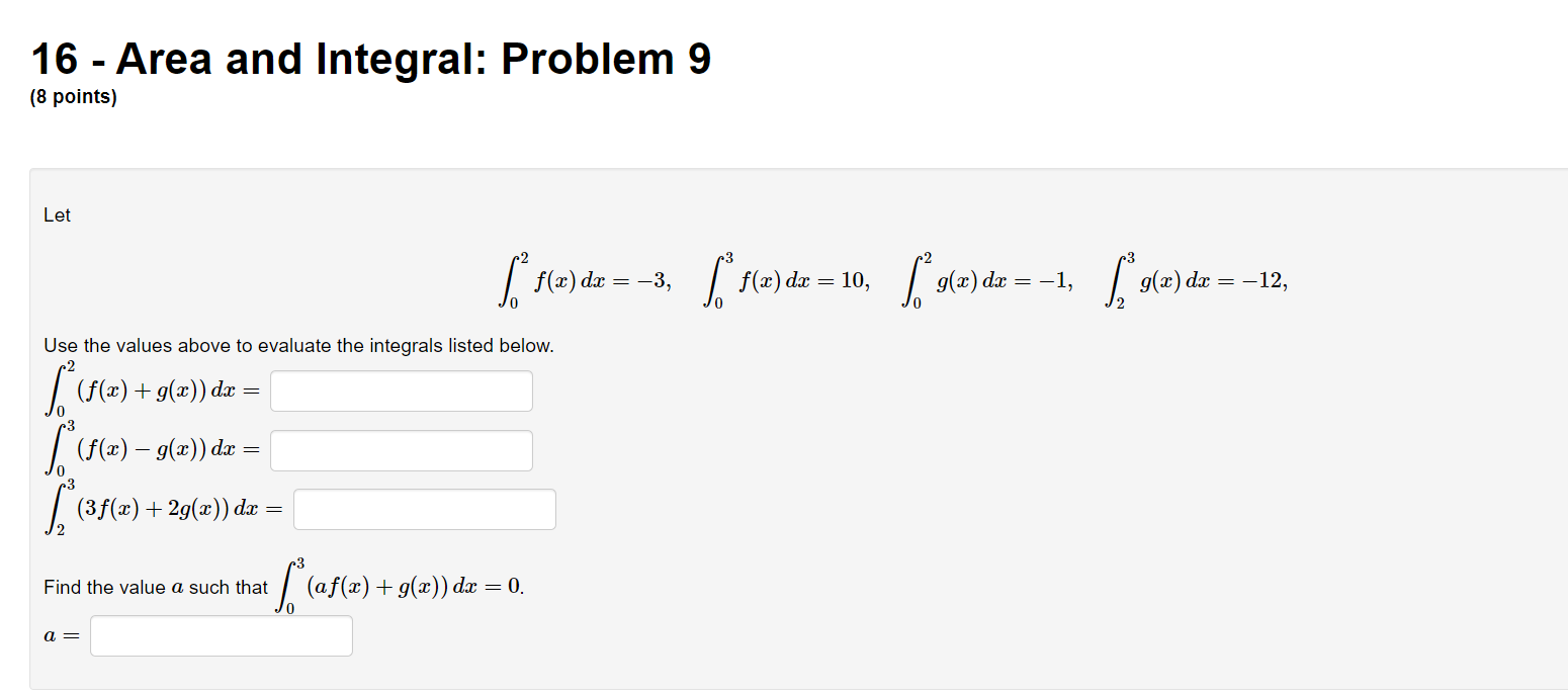 Solved 16 - Area and Integral: Problem 9 (8 points) Let 6° | Chegg.com