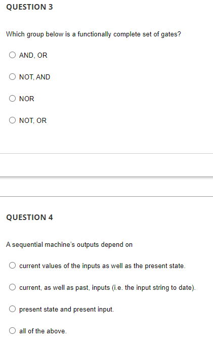 Solved Which group below is a functionally complete set of | Chegg.com