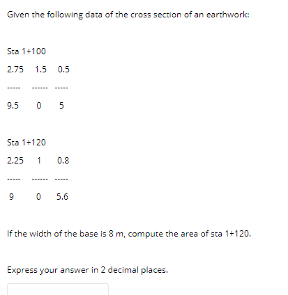 Solved Given the following data of the cross section of an | Chegg.com