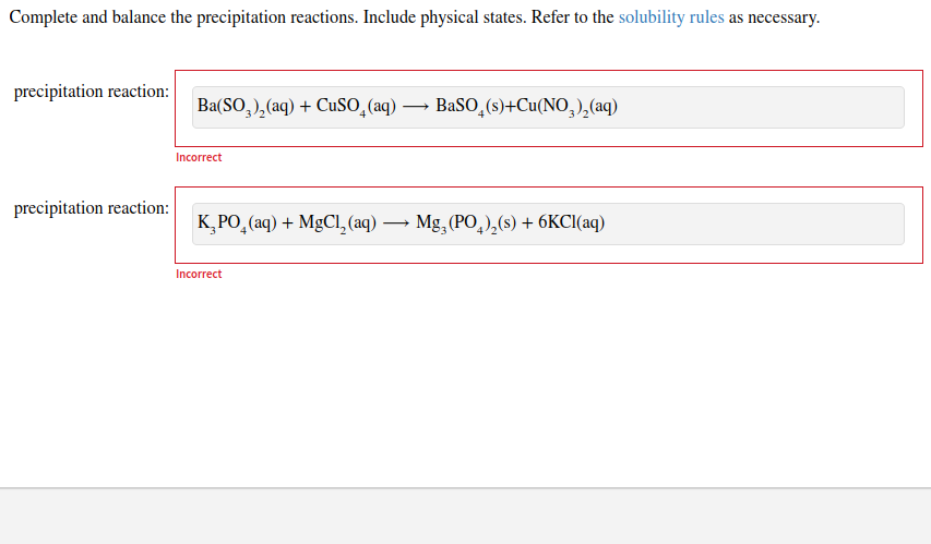 Solved Complete and balance the precipitation reactions. | Chegg.com