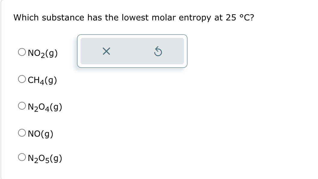 Solved Which substance has the lowest molar entropy at | Chegg.com