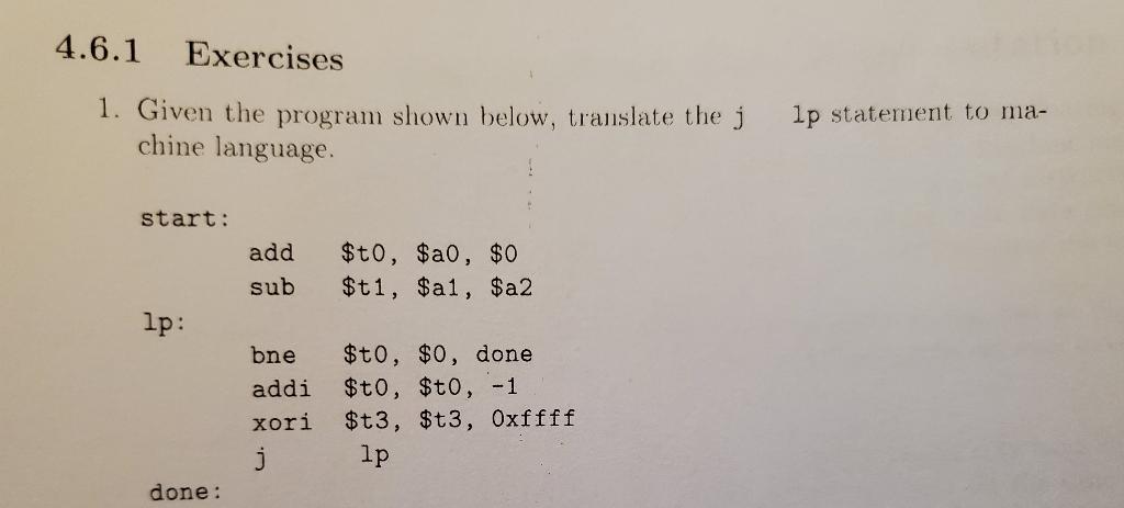 Solved 4.6.1 Exercises 1. Given the program shown below, | Chegg.com