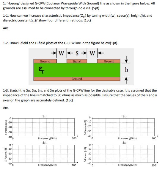 Solved 1. 'Hosung' designed G-CPW(Coplanar Waveguide With | Chegg.com