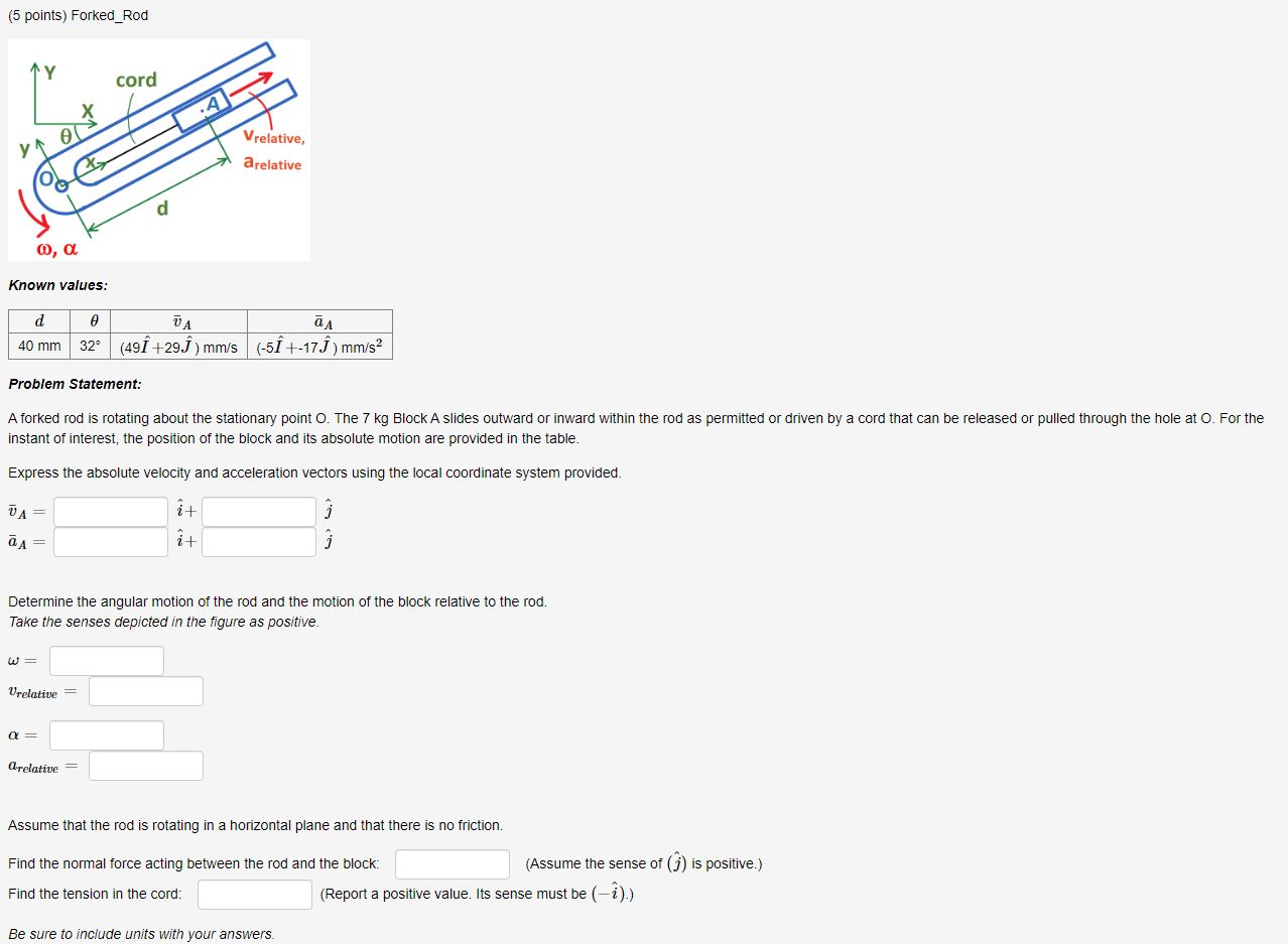 Solved (5 points) Forked_Rod Known values: Problem | Chegg.com