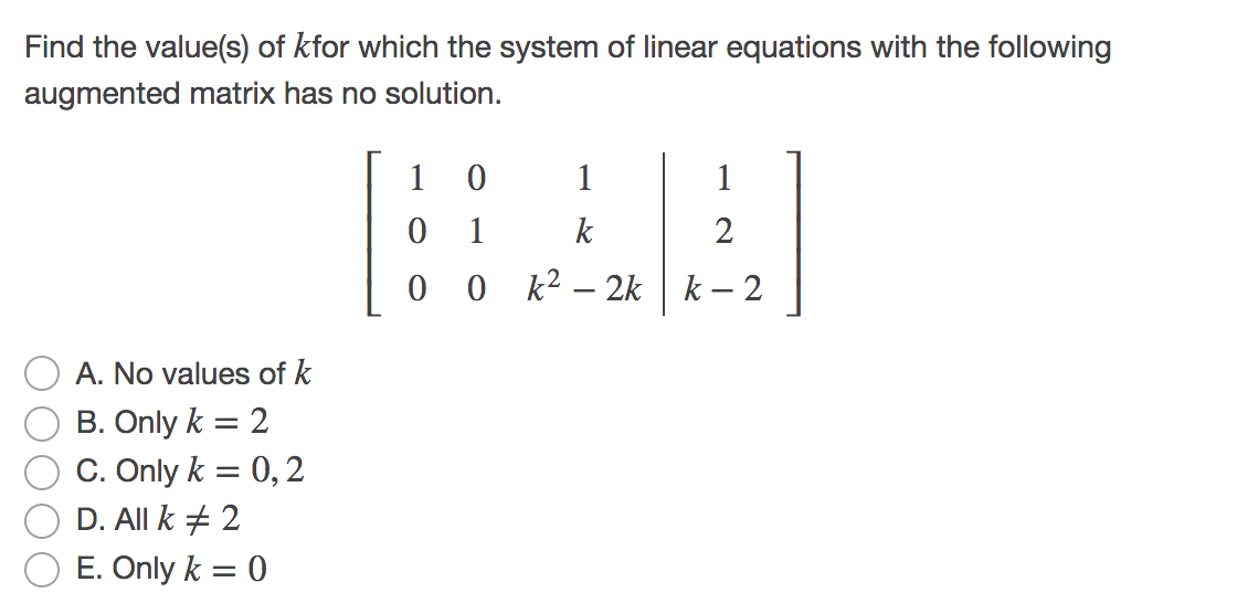 Solved Consider the system of linear equations: = kx +3y х | Chegg.com