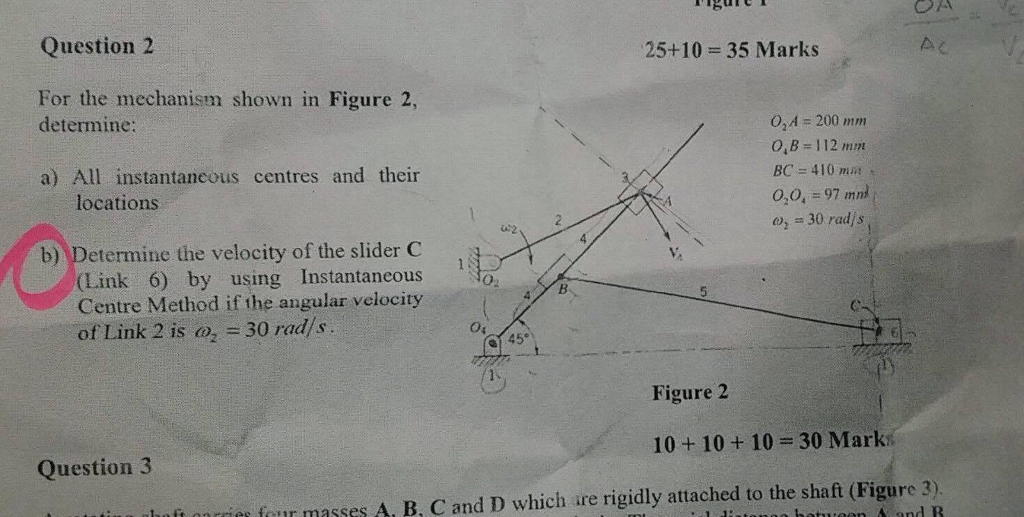 Solved Question 2 25+10 = 35 Marks For the mechanism shown | Chegg.com