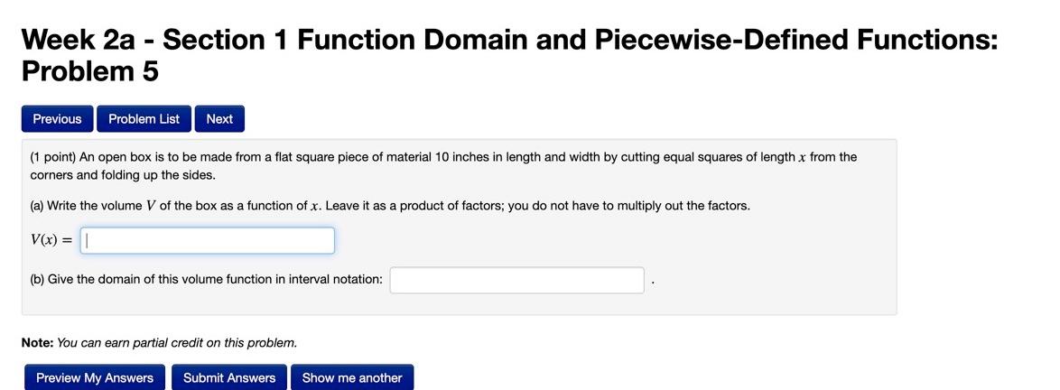 Solved Week 2a - Section 1 Function Domain and | Chegg.com