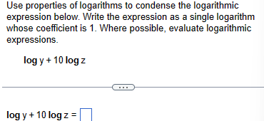 Solved Use properties of logarithms to condense the | Chegg.com