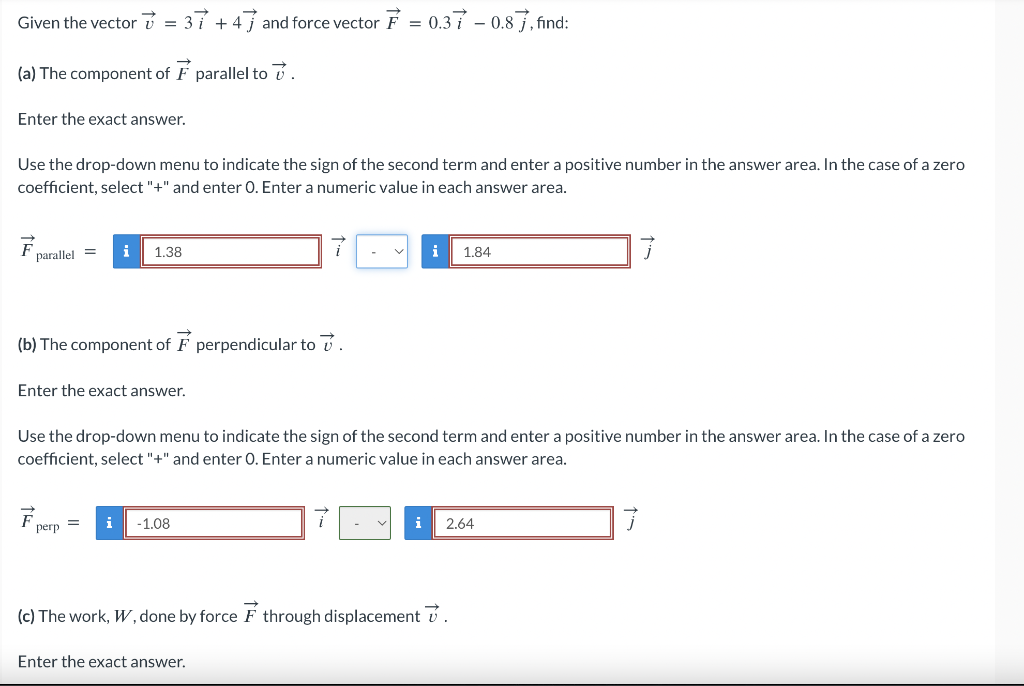 Solved Given the vector v=3i+4j and force vector | Chegg.com