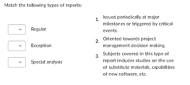 Solved Match the following types of reports: 1. Regular | Chegg.com