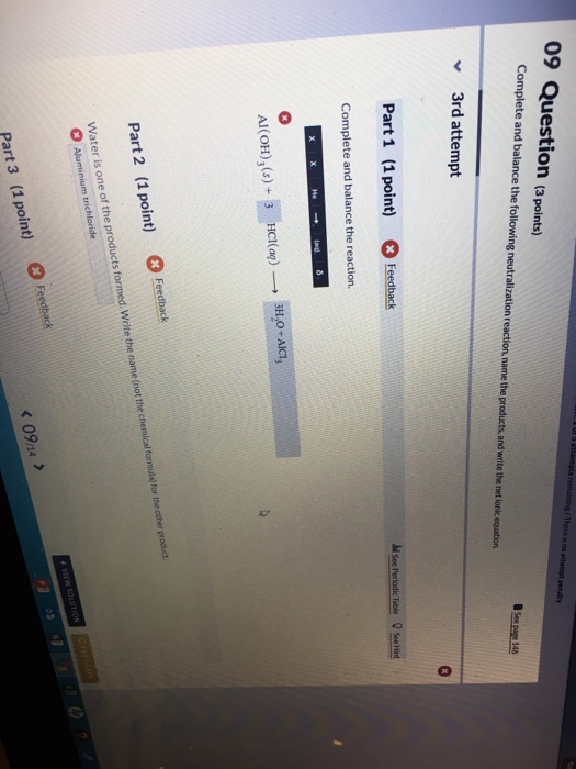 Solved 09 Question (a points) Complete and balance the | Chegg.com