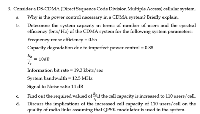 Solved 3. Consider a DS-CDMA (Direct Sequence Code Division | Chegg.com