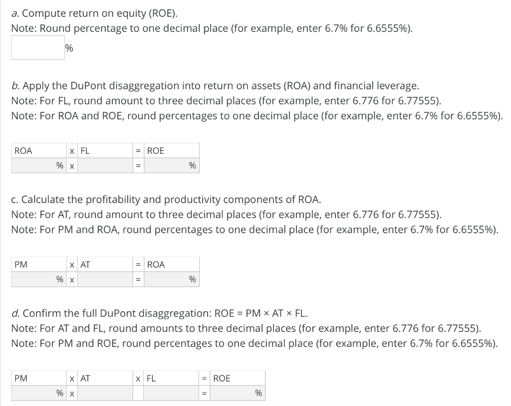 Solved Compute the DuPont Disaggregation of ROE Refer to the | Chegg.com