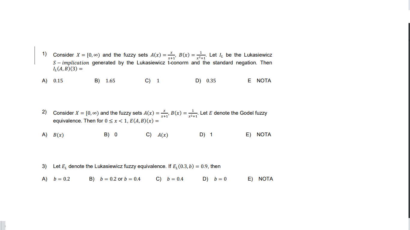 Solved Consider x=[0,∞) ﻿and the fuzzy sets | Chegg.com