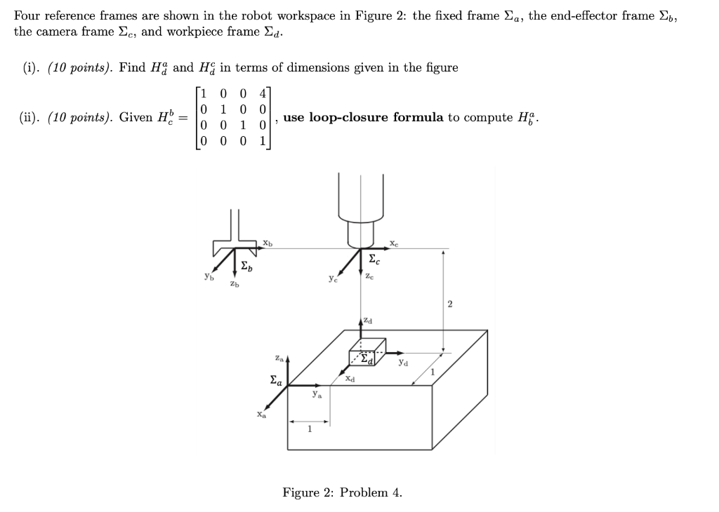 Solved Four reference frames are shown in the robot | Chegg.com