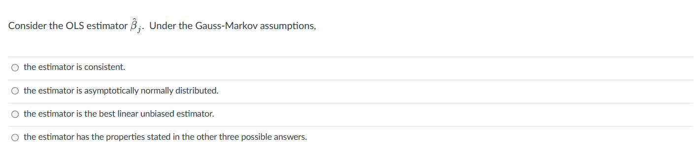 Consider The Ols Estimator β J Under The