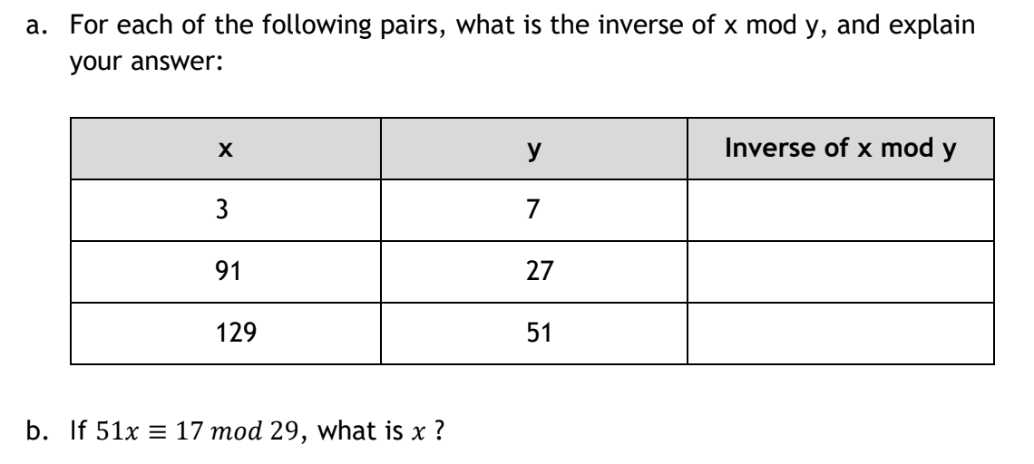 Solved a. For each of the following pairs, what is the | Chegg.com